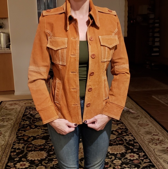 no name | Jackets & Coats | Orange Suede Jacket | Poshmark